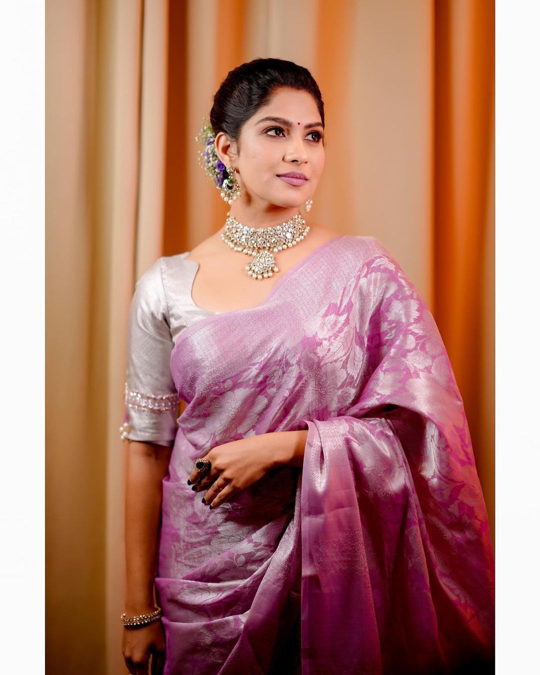 Mountbatten Pink Color Kanjivaram Silk Saree